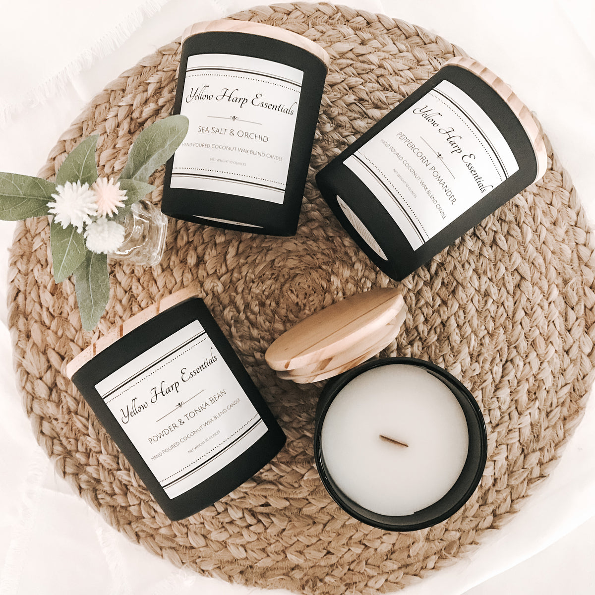 Hand Poured Highly Scented Clean Coconut Wax Wood Wick Candles – Yellow ...